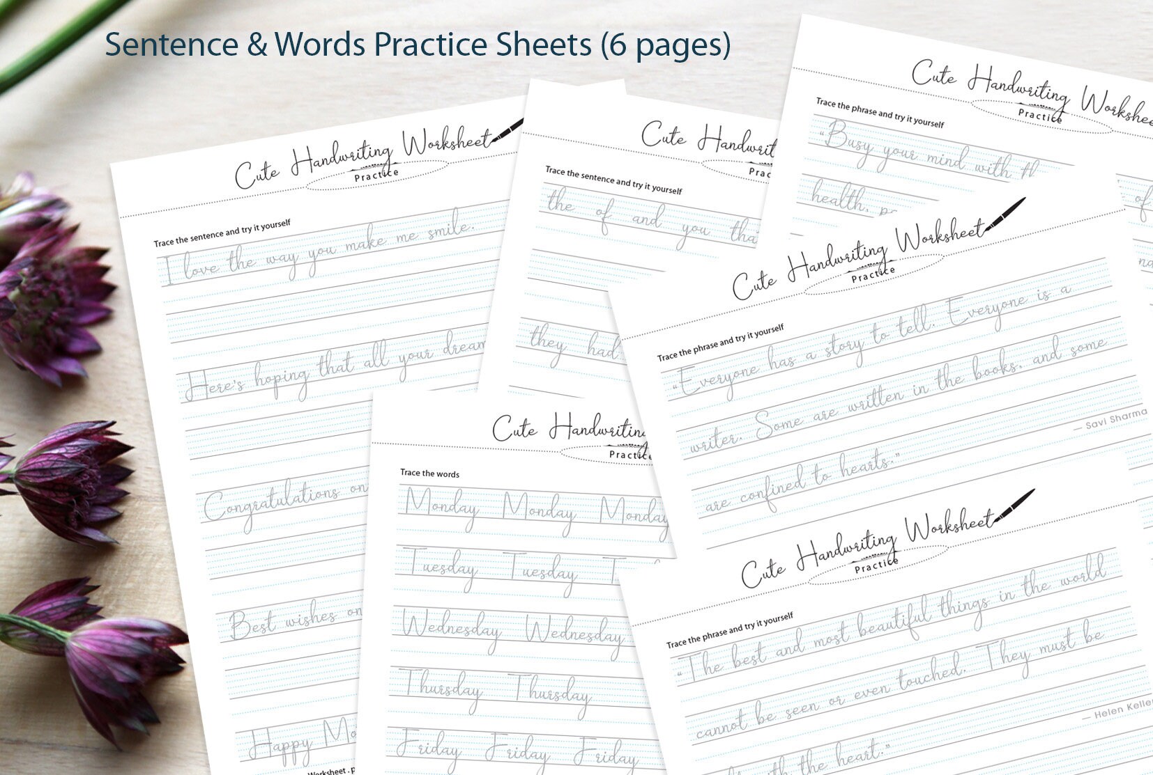 Cute Cursive Handwriting Practice Worksheets / Printable Handwriting ...