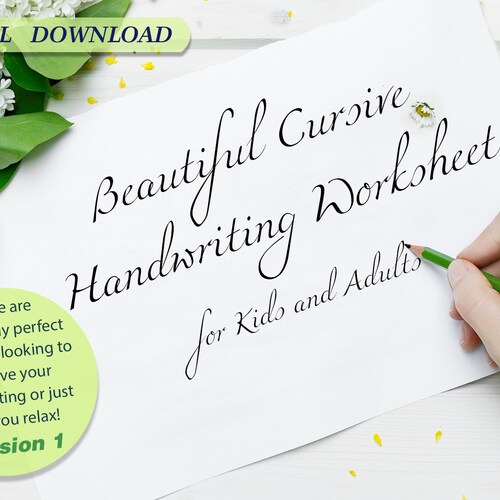 Beautiful Cursive Handwriting Practice Worksheets / Printable - Etsy