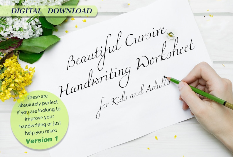 Beautiful Cursive Handwriting Practice Worksheets / Printable ...