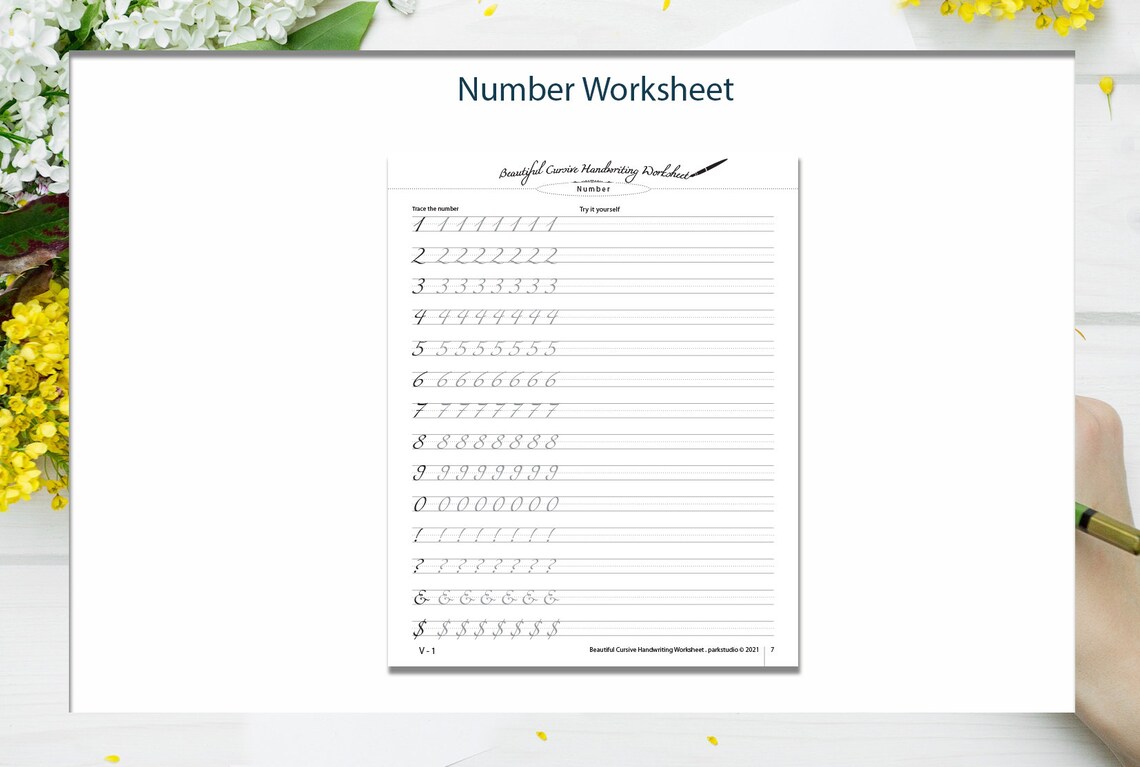 Beautiful Cursive Handwriting Practice Worksheets / Printable - Etsy