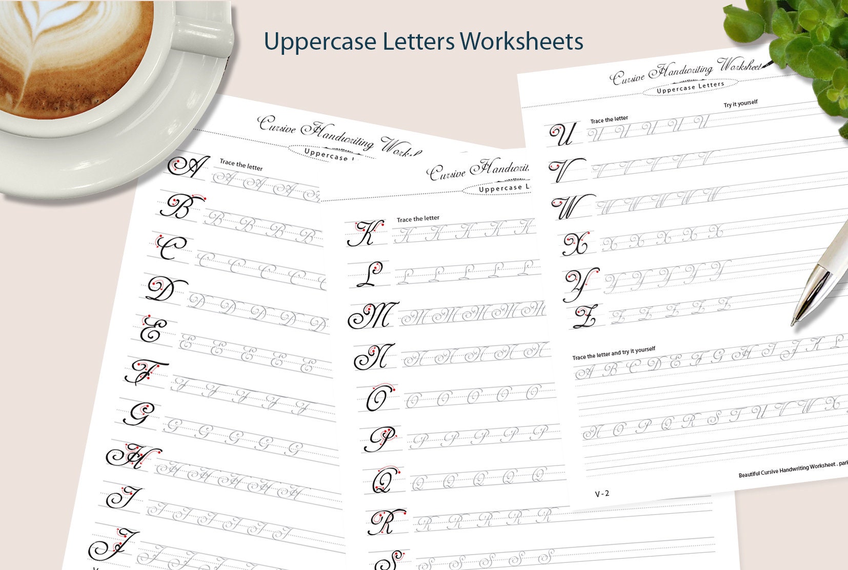 Beautiful Cursive Handwriting Practice Worksheets / Printable ...