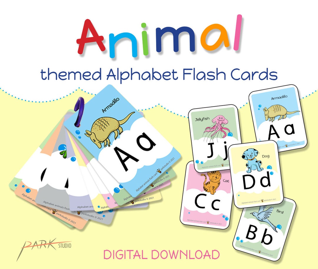 Animal Themed Alphabet Flash Cards for Homeschool Toddler - Etsy