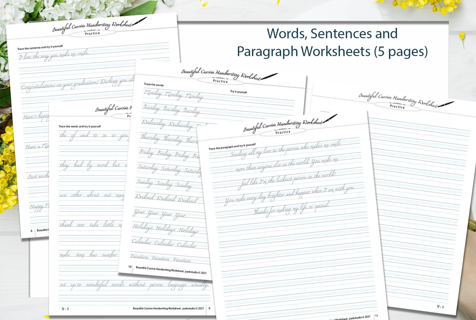 Beautiful Cursive Handwriting Practice Worksheets / Printable ...