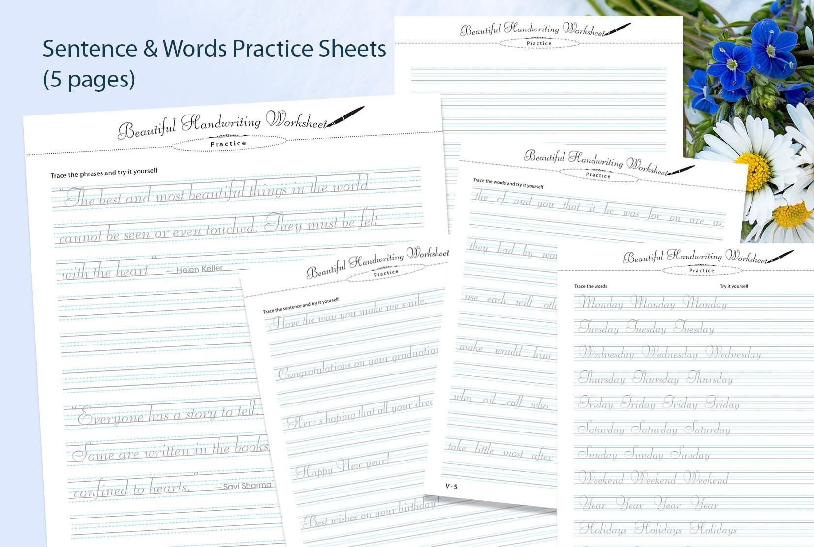 Beautiful Handwriting Practice Worksheets / Printable Handwriting ...