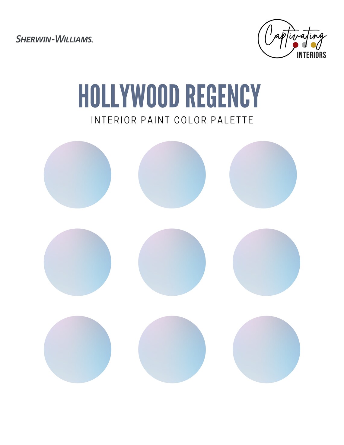 Hollywood Regency Paint Color Palette, Designer-curated Sherwin ...