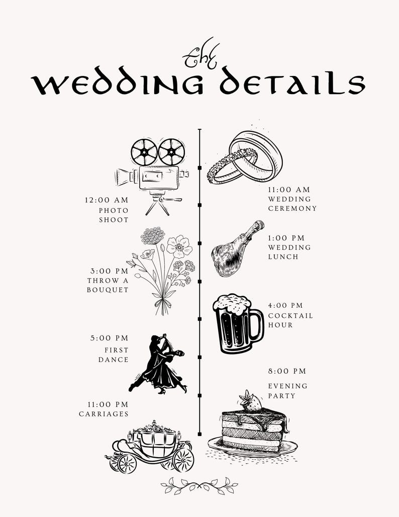 LOTR Wedding Timeline Template - Etsy