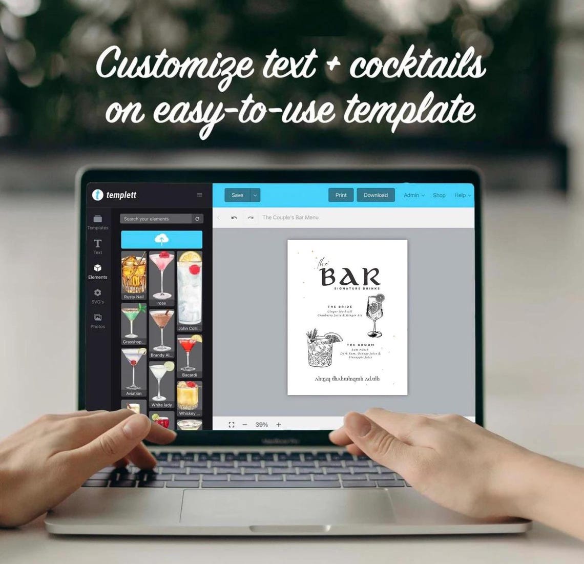 LOTR Wedding Bar Menu Template - Etsy