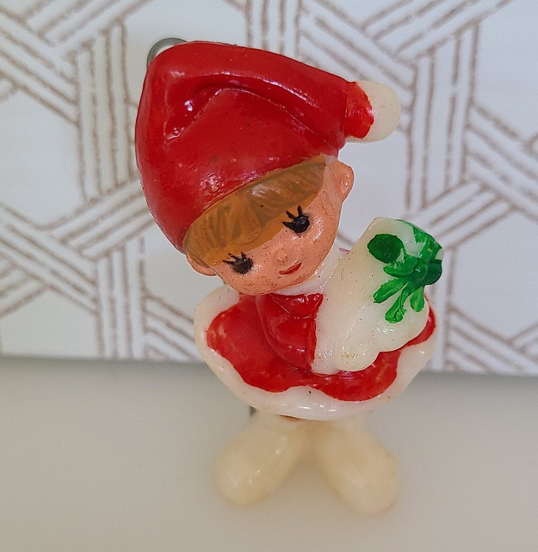 Vintage Christmas Elf Pick Pixie Present Topper Floral Stick 1960's - Etsy