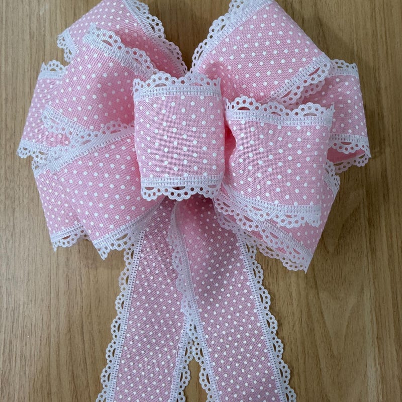Pink Polka Dot Bow - Etsy