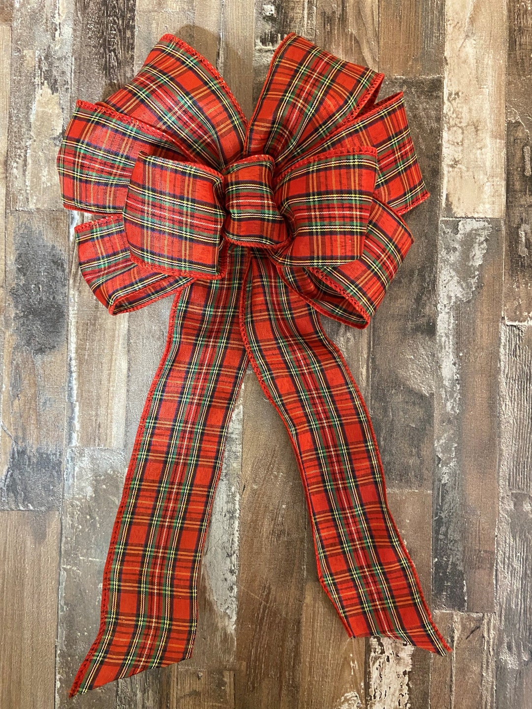 Christmas Plaid Decorative Wreath Bow, Christmas Decor, Traditional ...