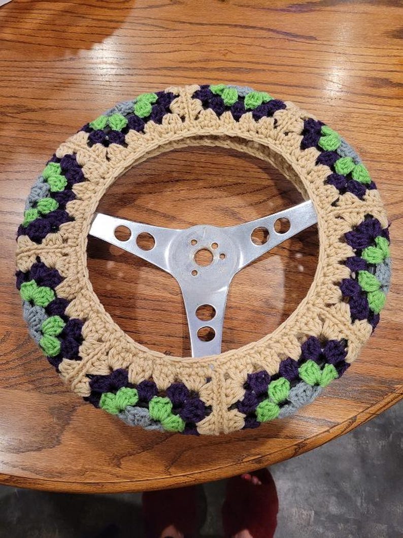 Crochet Granny Square Steering Wheel Cover - Etsy