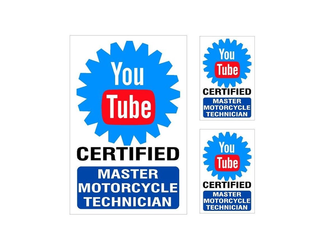 You Tube Certified Master Motorcycle Technician Helmet Hard Hat Sticker ...