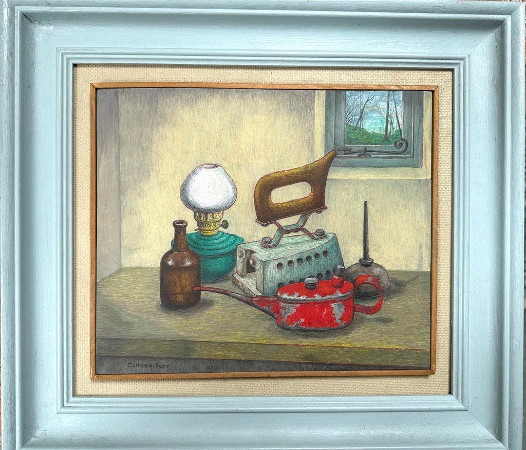 Original Tempera Painting Oil on Board on Panel 'the Workshop' by ...