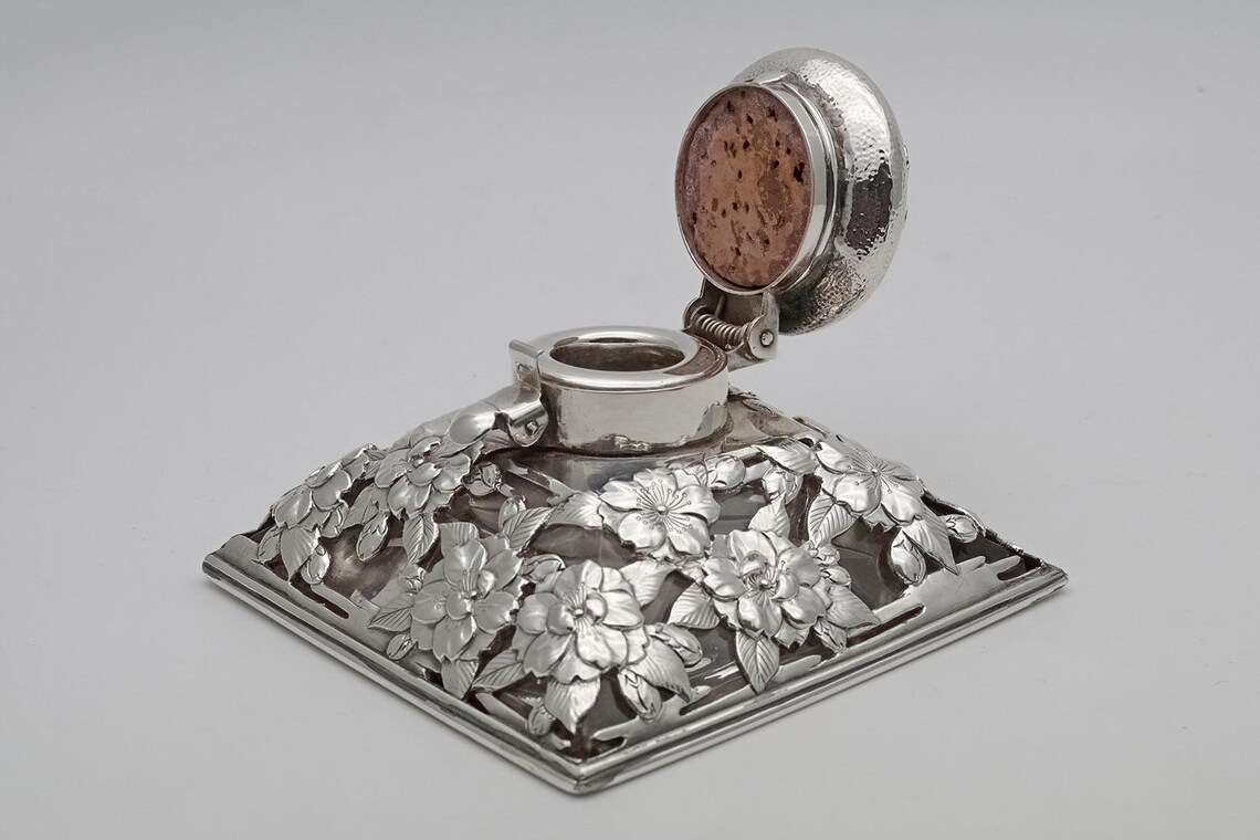 Antique Japanese Silver Mounted and Glass Inkwell Meiji Period 1910 - Etsy