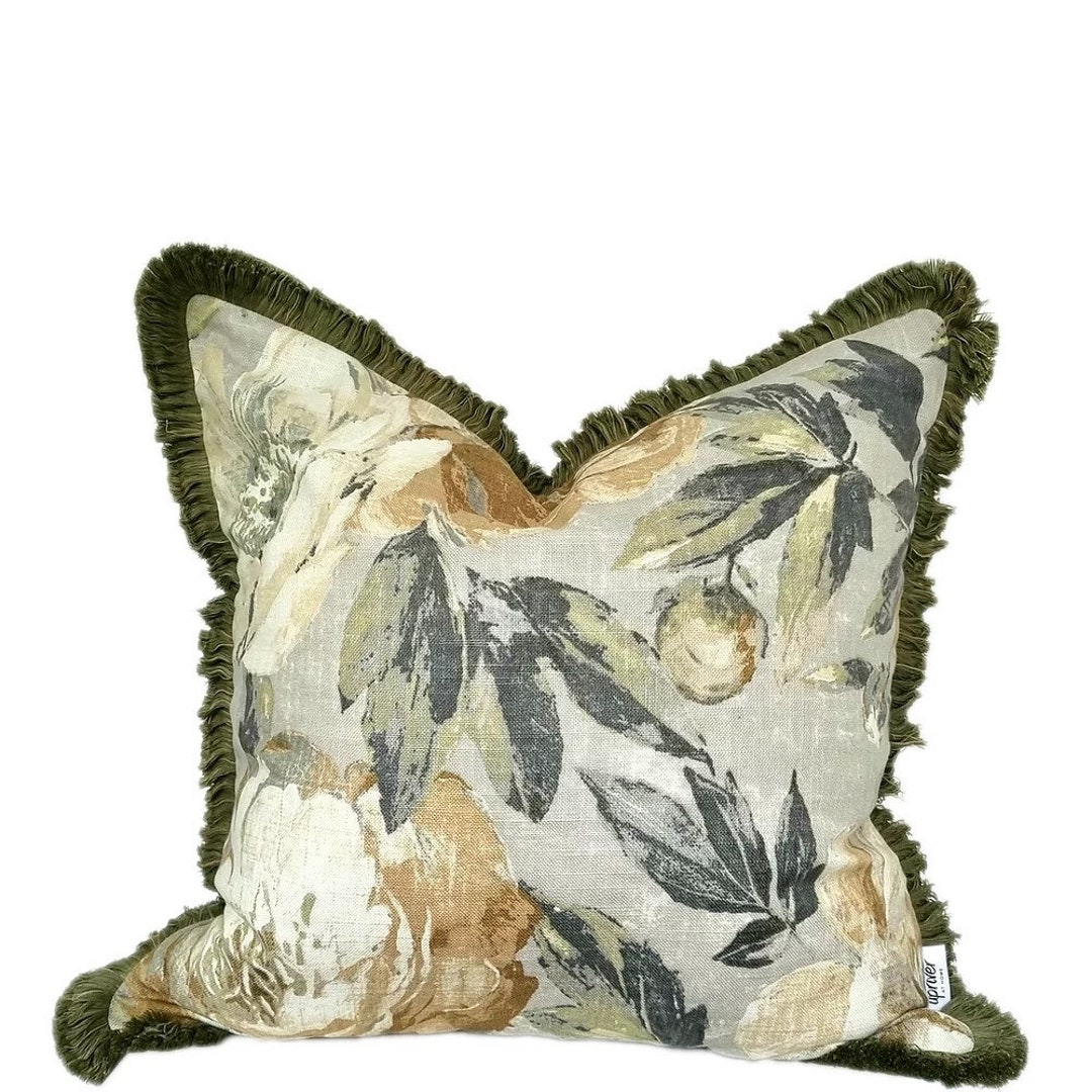 Green Fringed Floral Essence Pebble Cushion Cover/pillow *multi Size ...