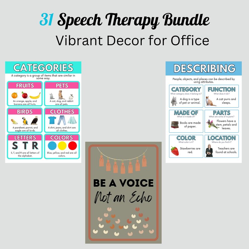 31 Speech Therapy Room Posters SLP Decor Prints Art Therapist Classroom ...