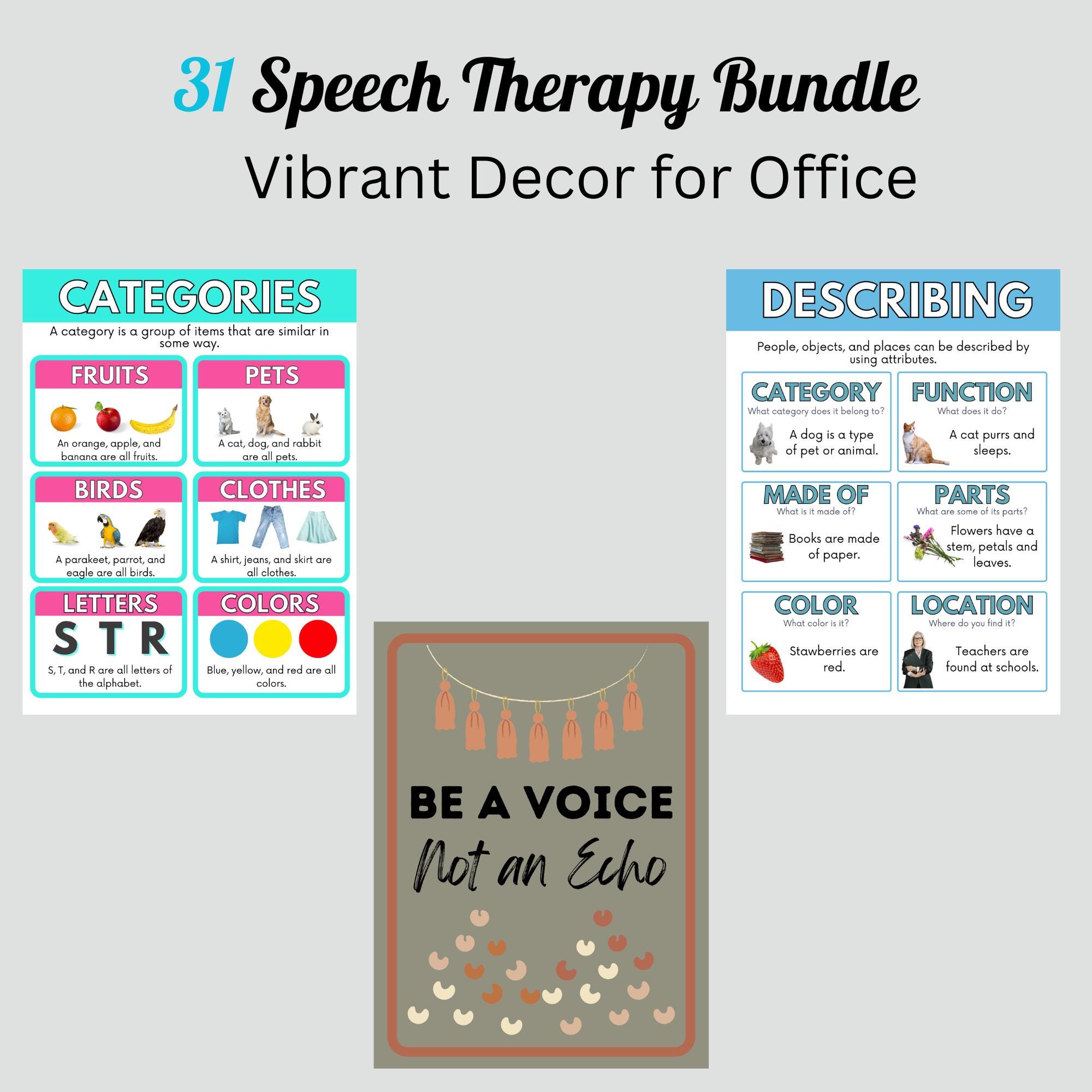 31 Speech Therapy Room Posters SLP Decor Prints Art Therapist Classroom ...
