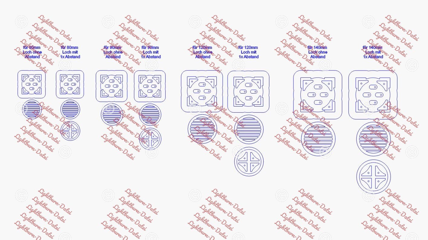 Laser Cutting Lightburn Plan Drawing Fan Grille Fan Cover Perforated ...