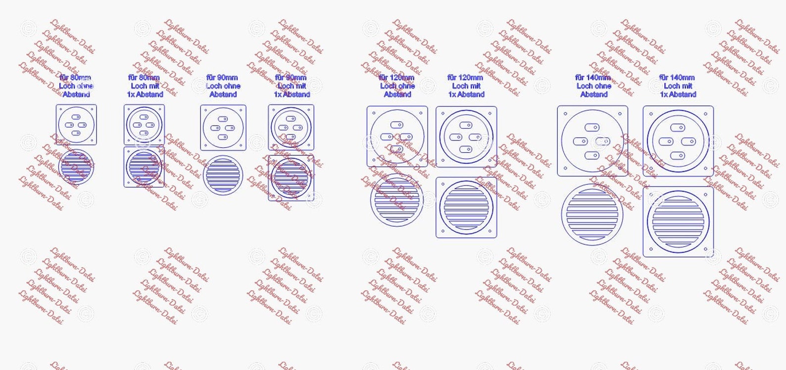 Laser Cutting Lightburn Plan Drawing - Fan Grille Fan Cover Perforated ...