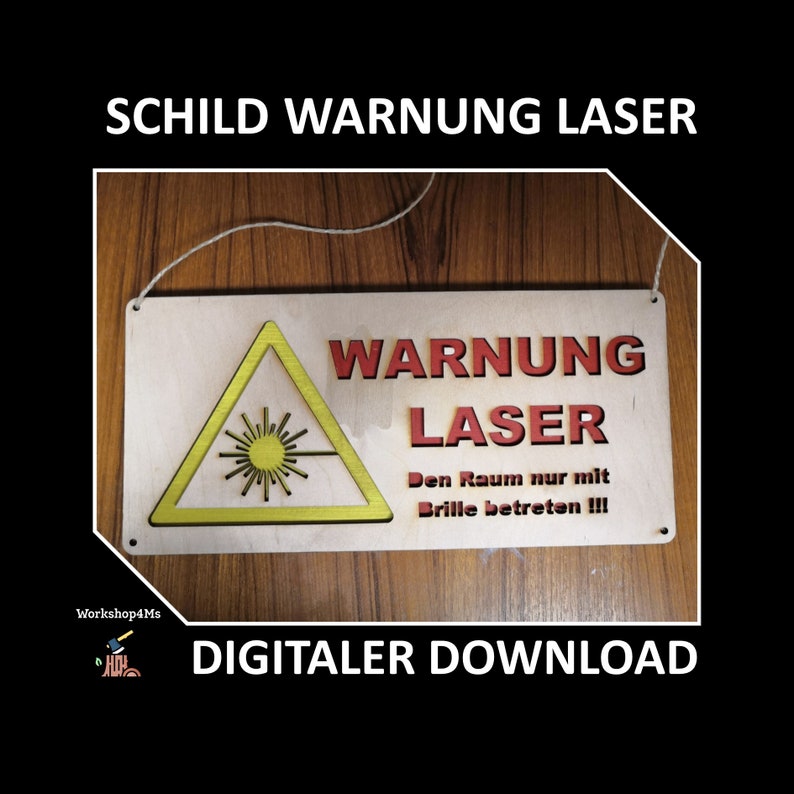 Laser Cutting Lightburn Plan Drawing Warning Laser Door Sign SVG DFX ...