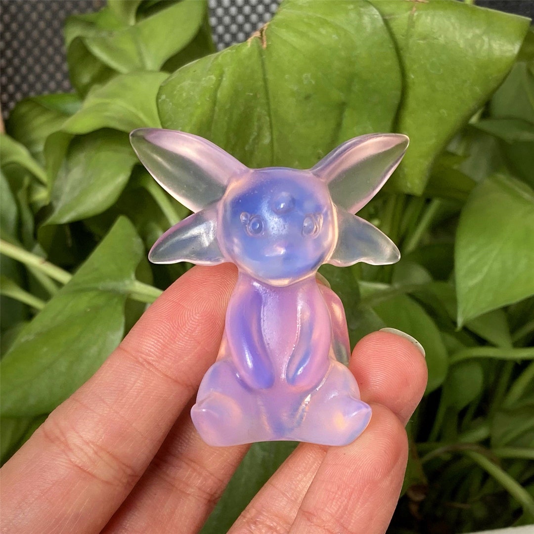 2 Inch Pink Opalite Eevee Carved,quartz Eevee Crystal Animal Pokemon ...
