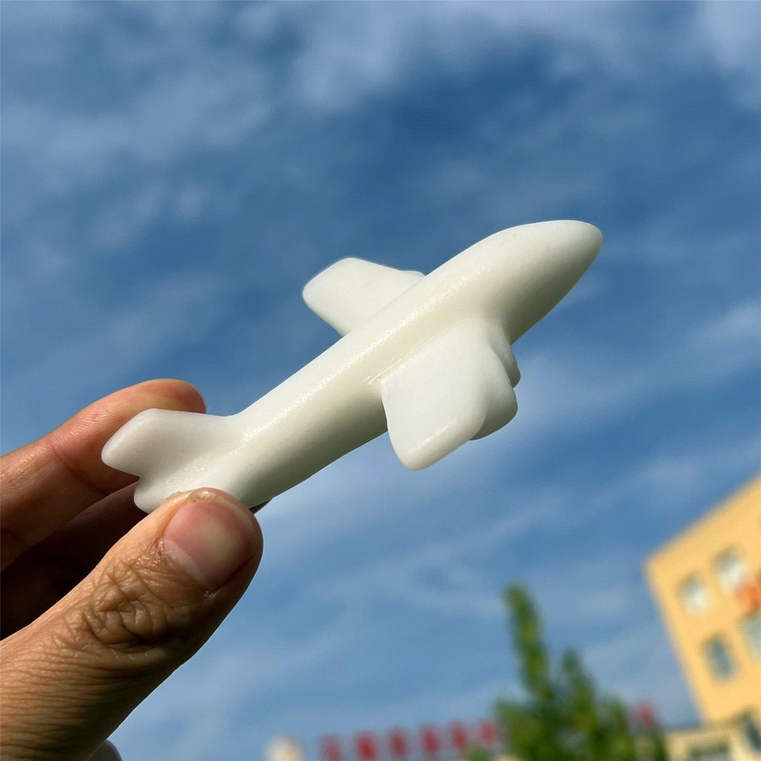 Natural White Jasper Plane Carvedcrystal Airplane - Etsy