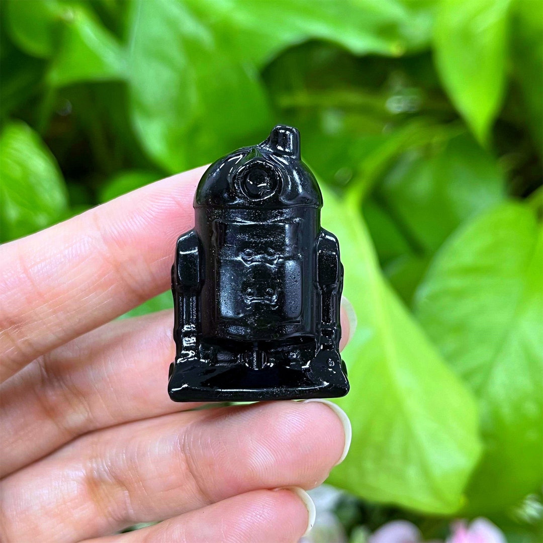 Natural Hand Carved Mini Obsidian Robot,quartz Robot,crystal Sculpture ...