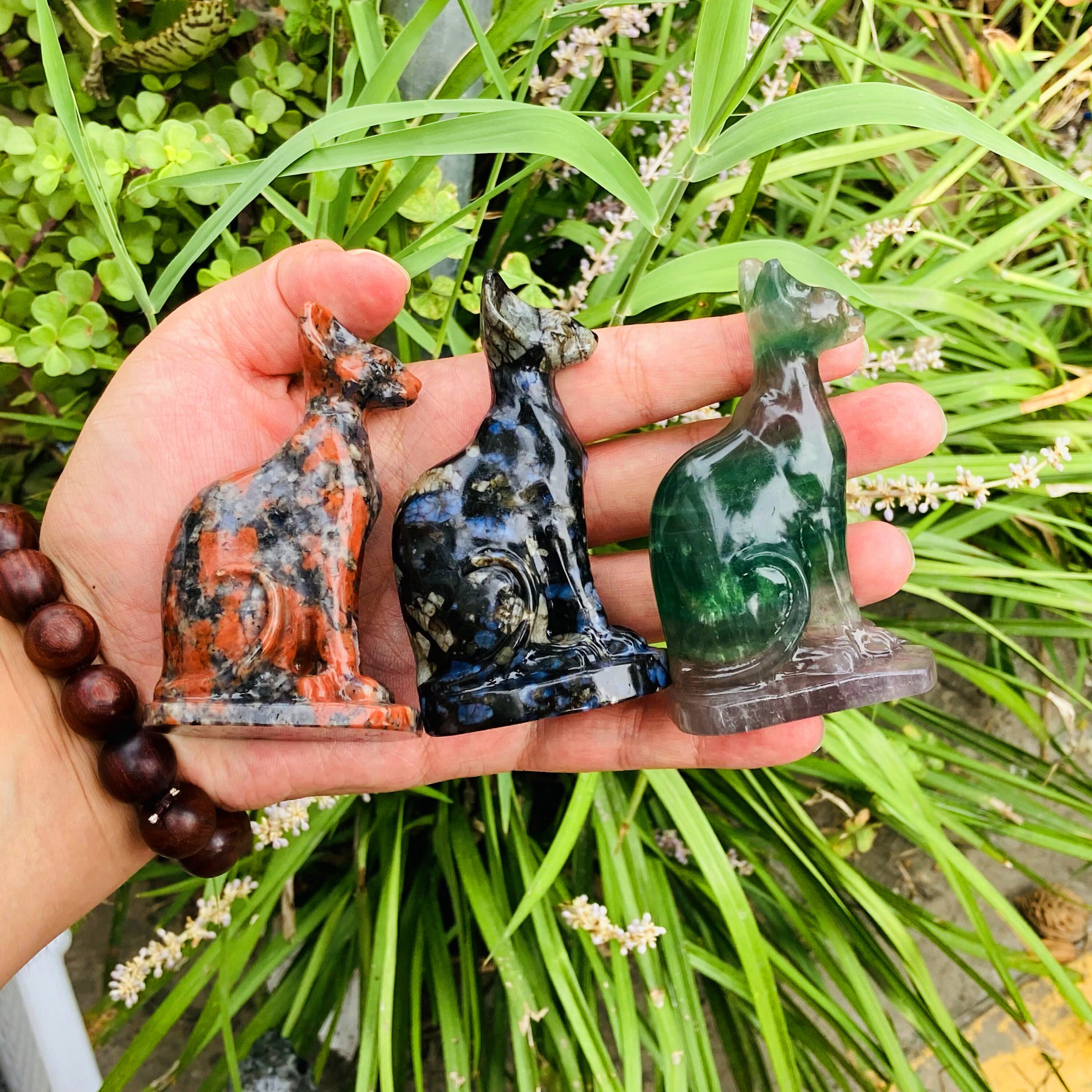 1PC 3 Natural Mix Mini Quartz Sphynx Cat Carvedquartz - Etsy