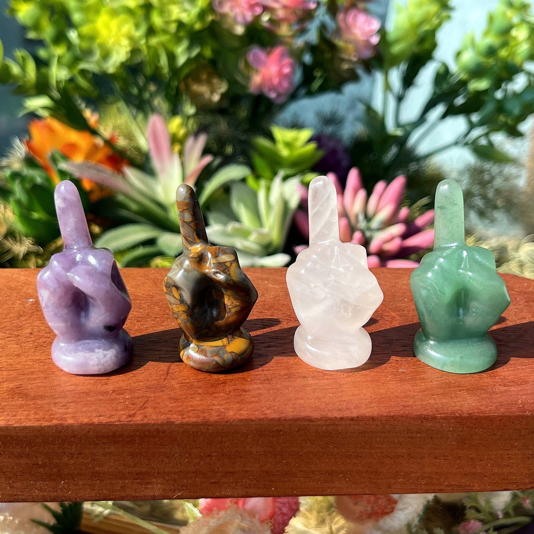 1.5'' Natural Mix Mini Quartz Middle Finger, Crystal Carved Middle ...