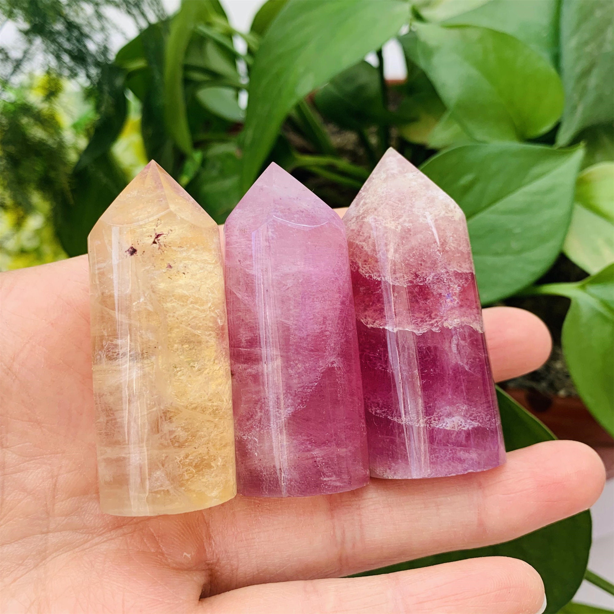 Home Décor 1pc Natural Watermelon fluorite Obelisk,Crystal Wand Point ...