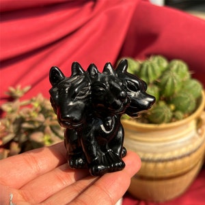 1PC Natural Yooperlite/obsidian Cerberus Dog Head Carving,quartz ...