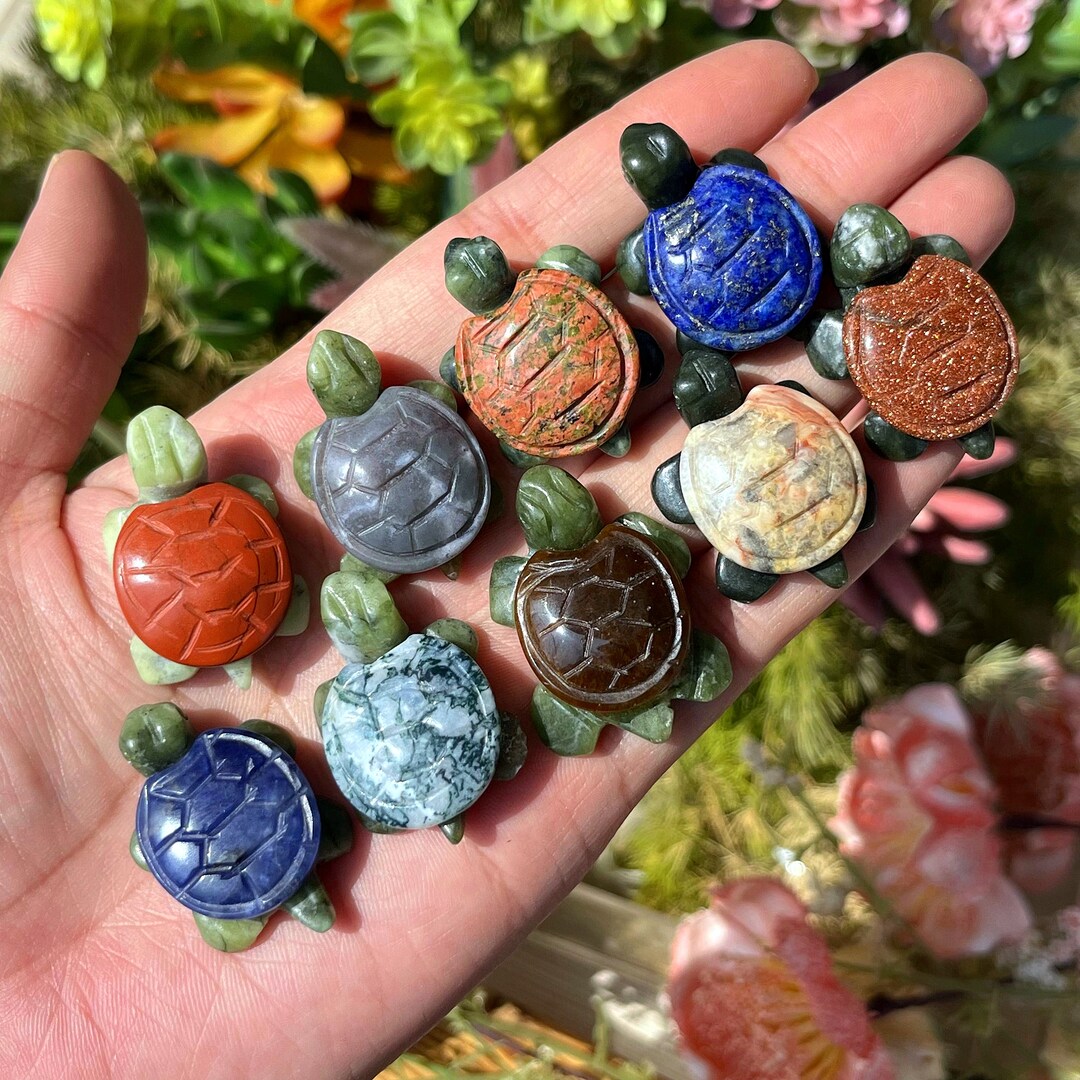 1.2'' Natural Mix Mini Quartz Tortoise, Crystal Carved Tortoise ...