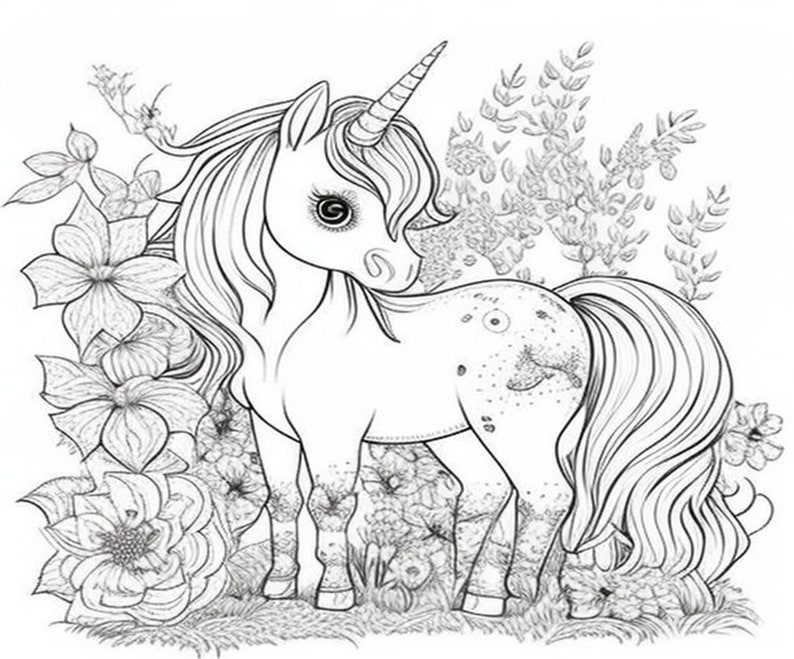 100 Unicorn Coloring Pages - Etsy