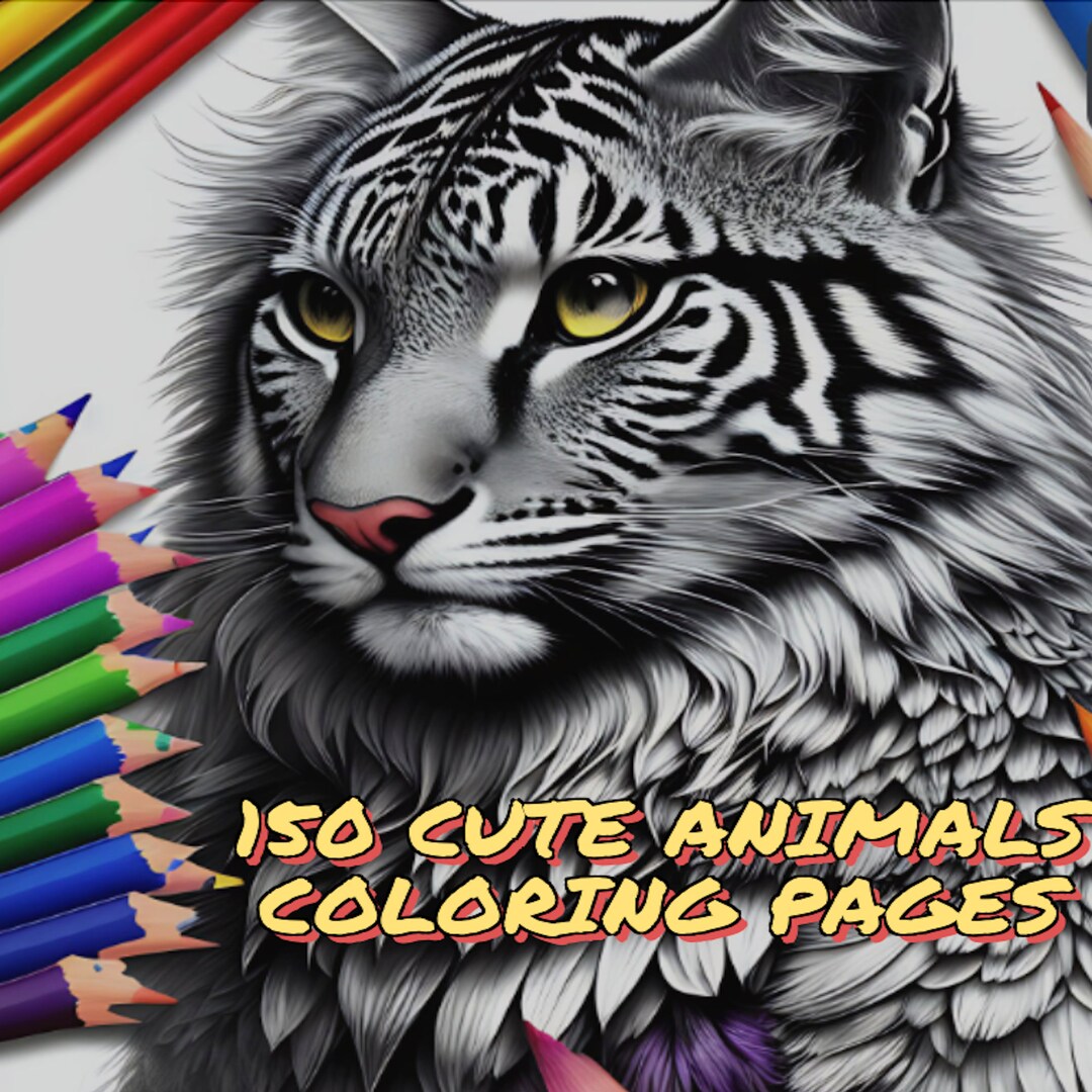 150 Cute Animals Coloring Book Bundle - Etsy