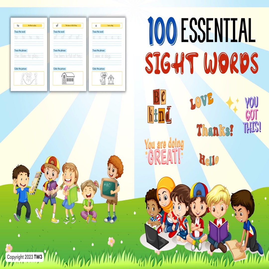 100 Essential Sight Words - Etsy