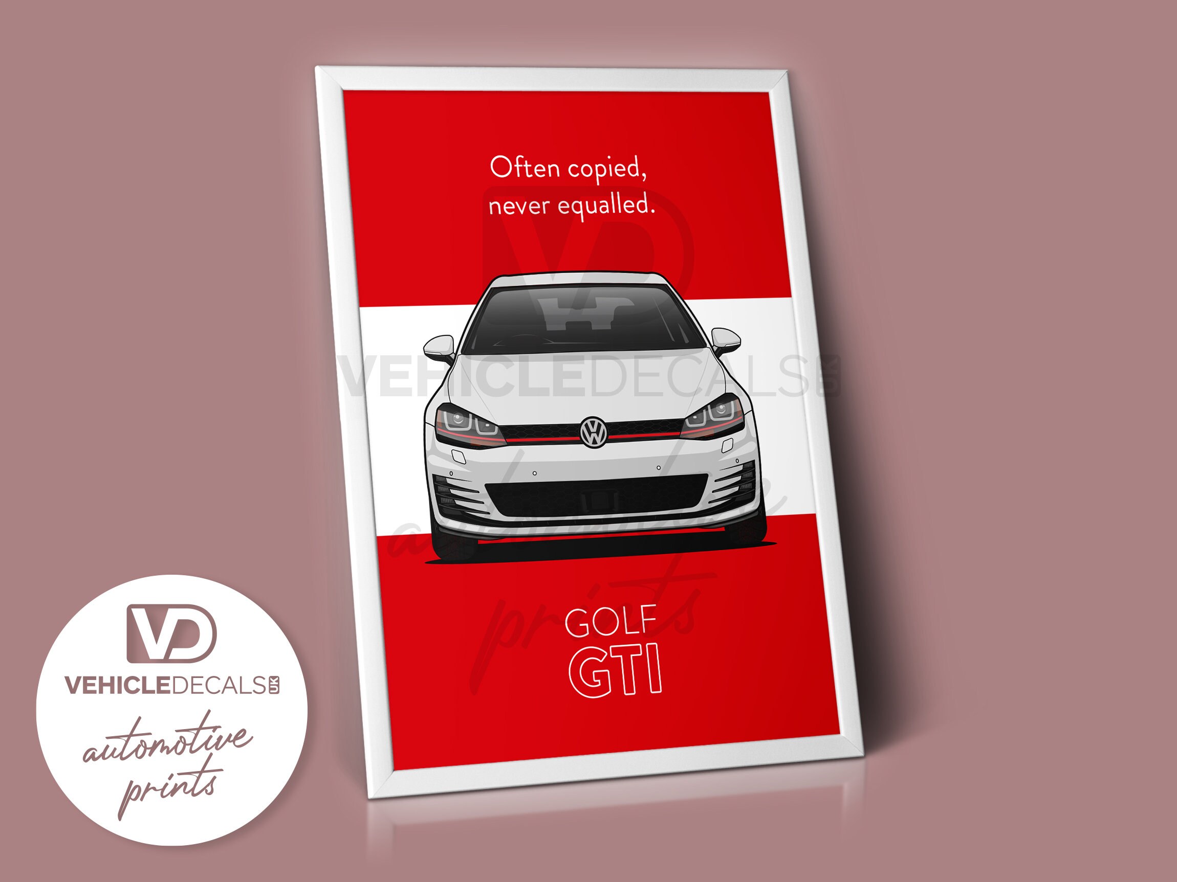 VW Golf GTI MK7 often Copied Poster Drawing | Etsy