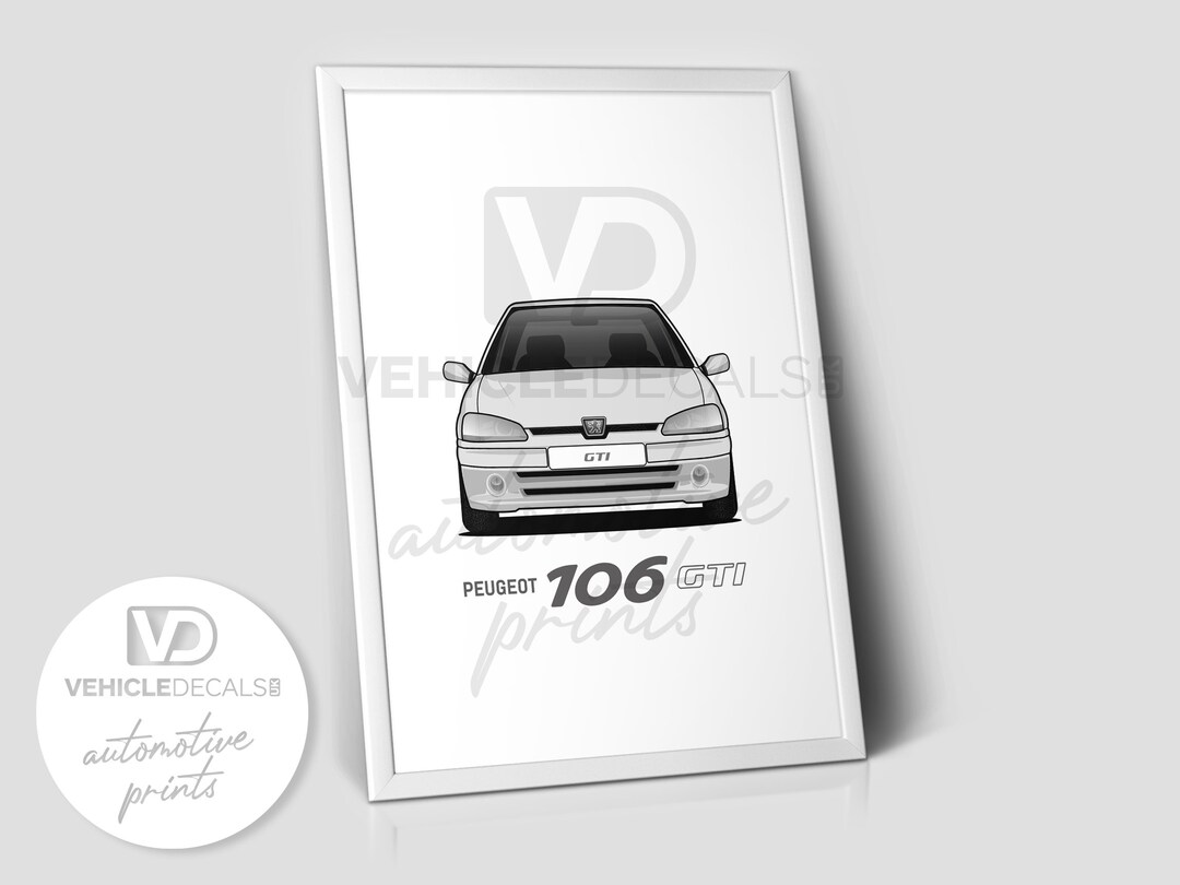 Peugeot 106 GTI White Poster Drawing Automotive Print Retro Classic - Etsy