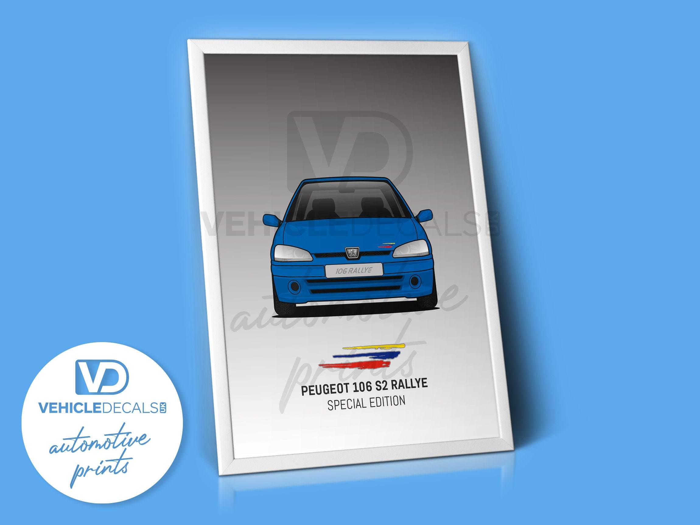 Peugeot 106 S2 Rallye blue Poster Drawing Automotive Print | Etsy