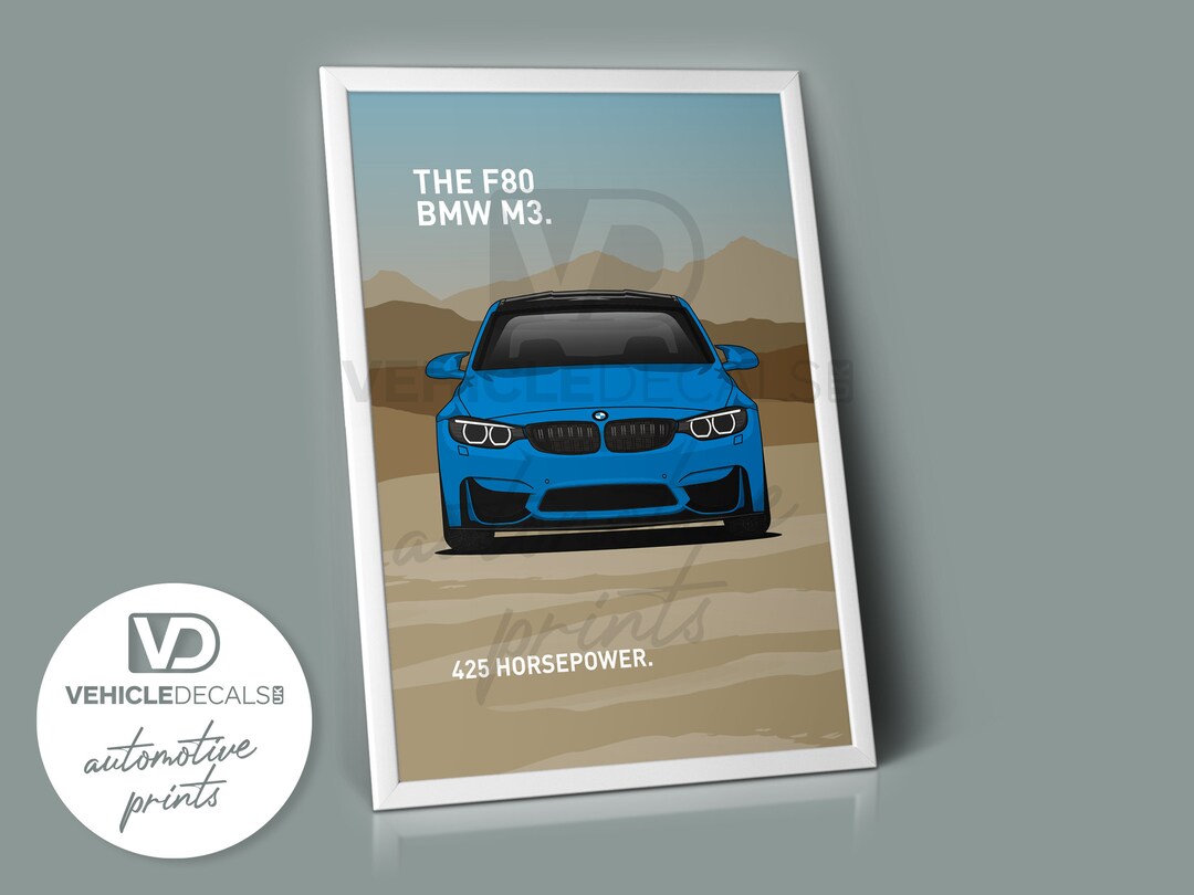 BMW F80 M3 "425 Horsepower" Drawing Automotive Print Retro Classic - Etsy