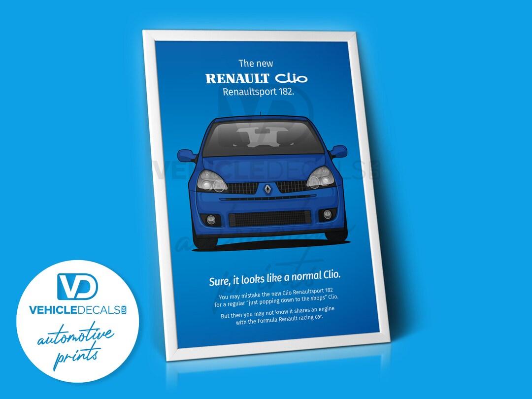 Renault Clio 182 Renaultsport Poster Drawing Automotive Print - Etsy