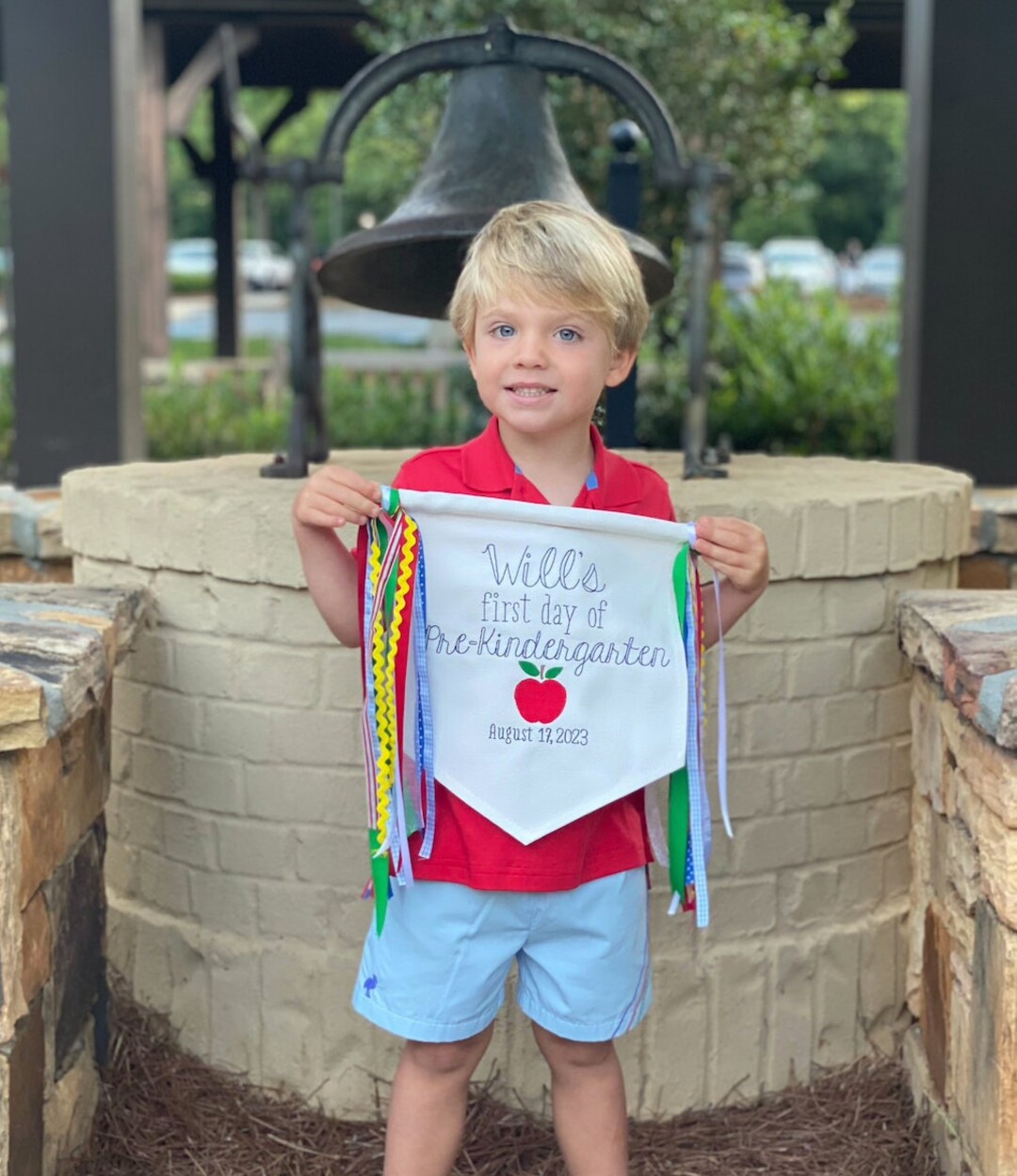 Back to School Banner, First Day of School Banner, Embroidered Custom ...