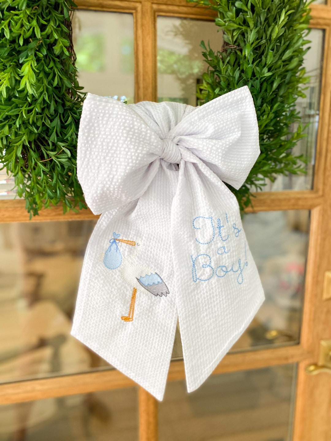 It's a Boy Wreath Sash, It's a Girl Wreath Sash, Baby Announcement Bow ...