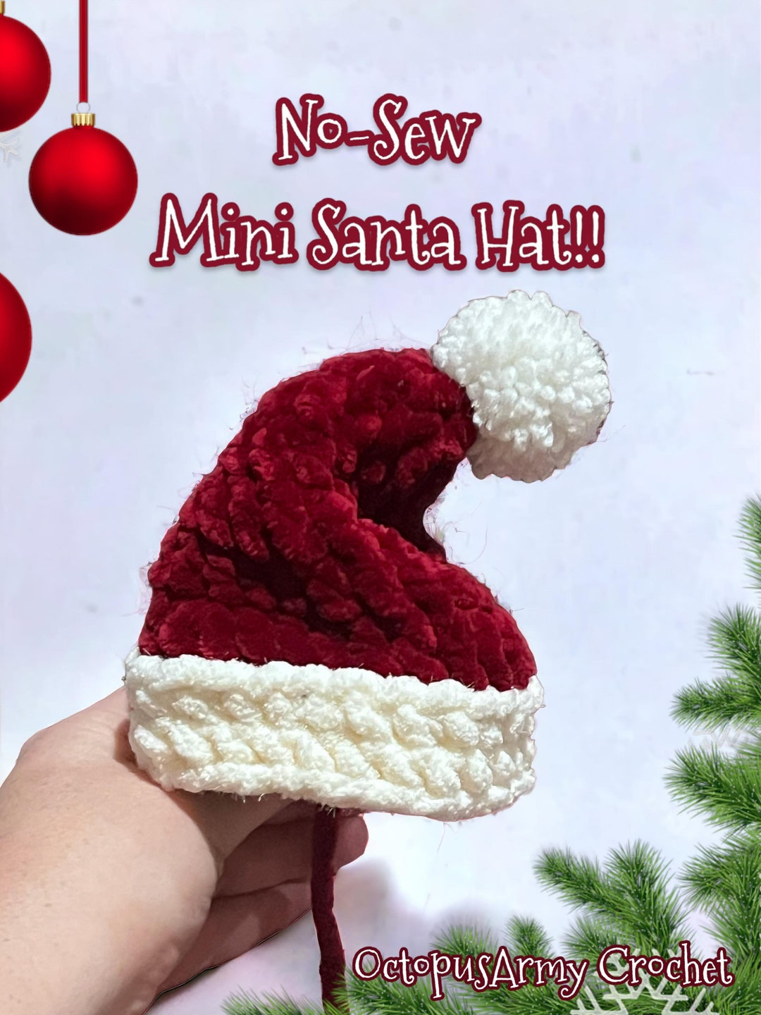Mini Santa Hat Crochet Pattern: No-sew Festive Decor (PDF Pattern) - Etsy