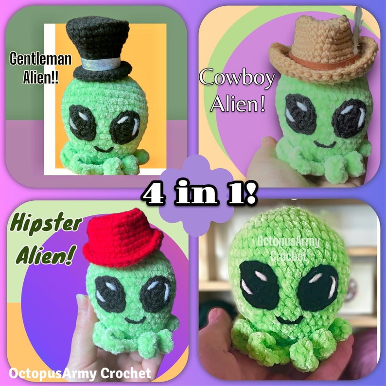 Baby Alien With Hat Pack! **crochet Pattern** - Etsy