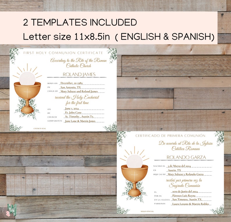 First Holy Communion Certificate Catholic Church Certificate First ...