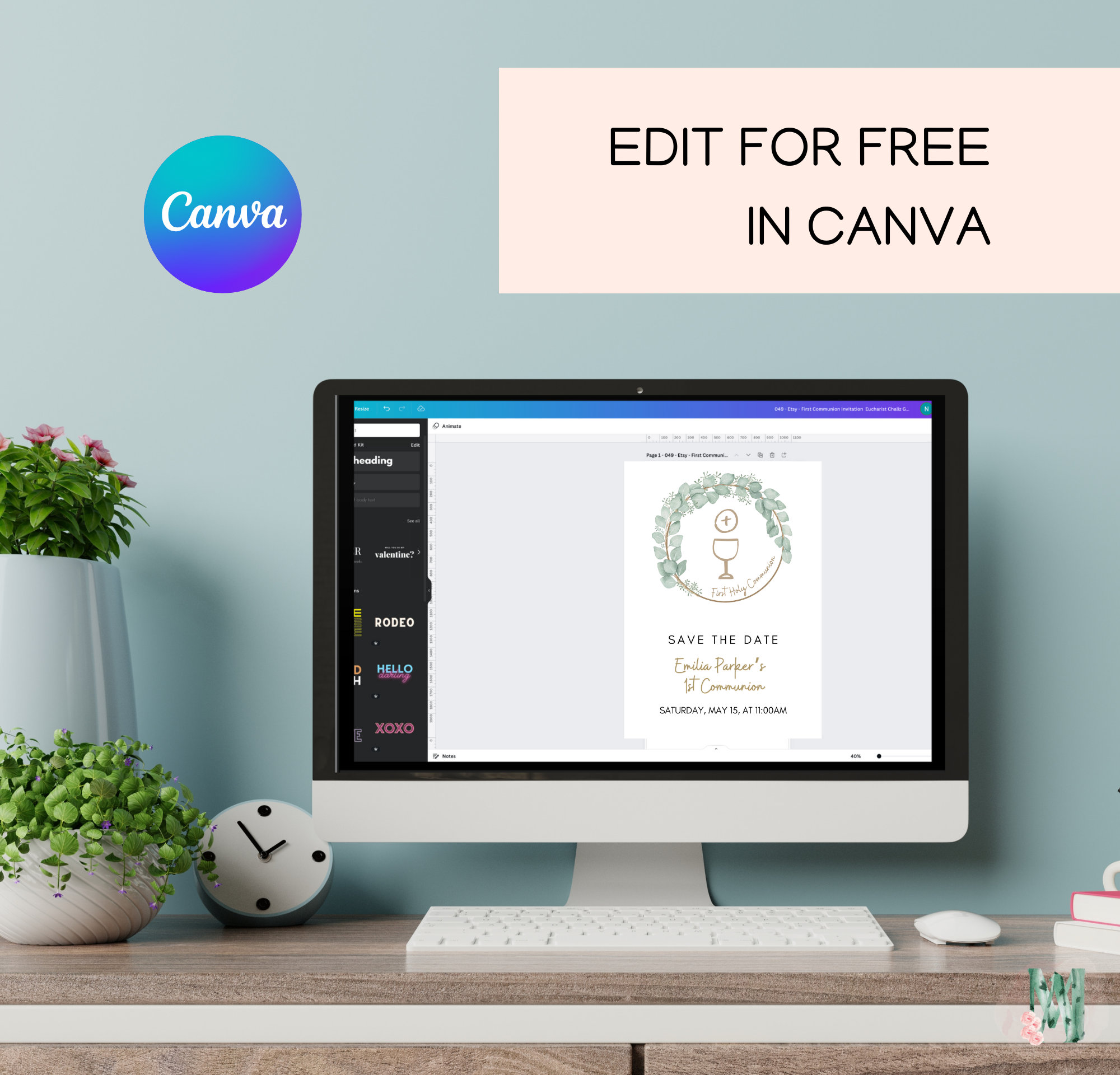 First Communion Bundle. First Communion Digital Save the Date and ...