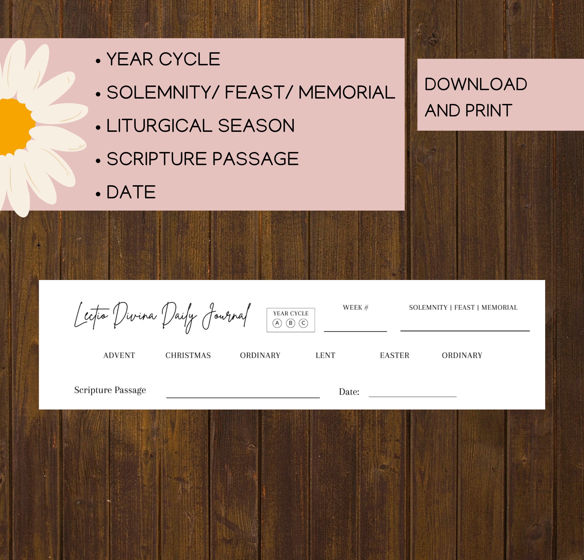 Lectio Divina Daily Journal: Catholic Prayer Journal (printable ...