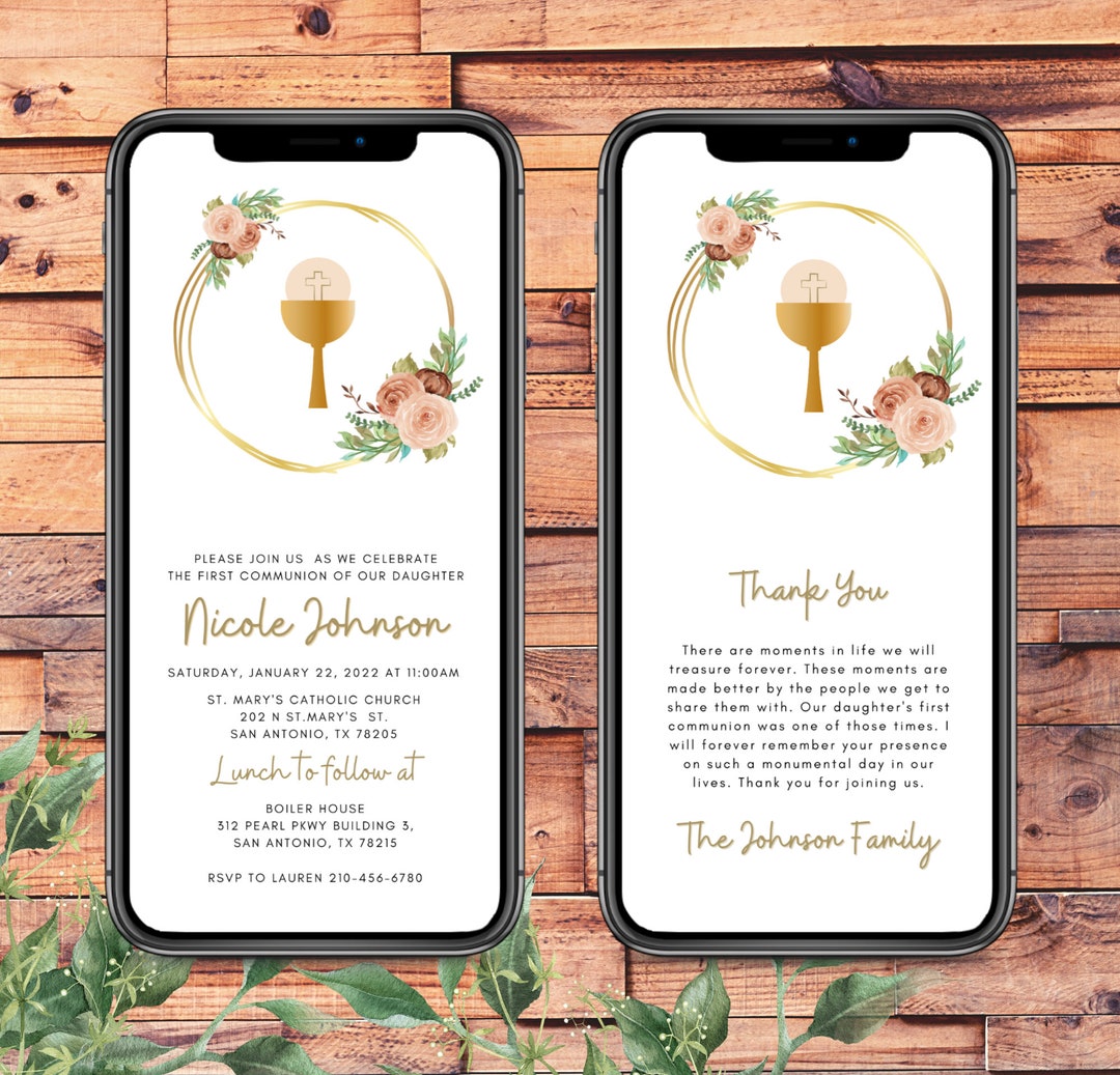 Digital First Communion Invitation Digital Communion Invitation ...