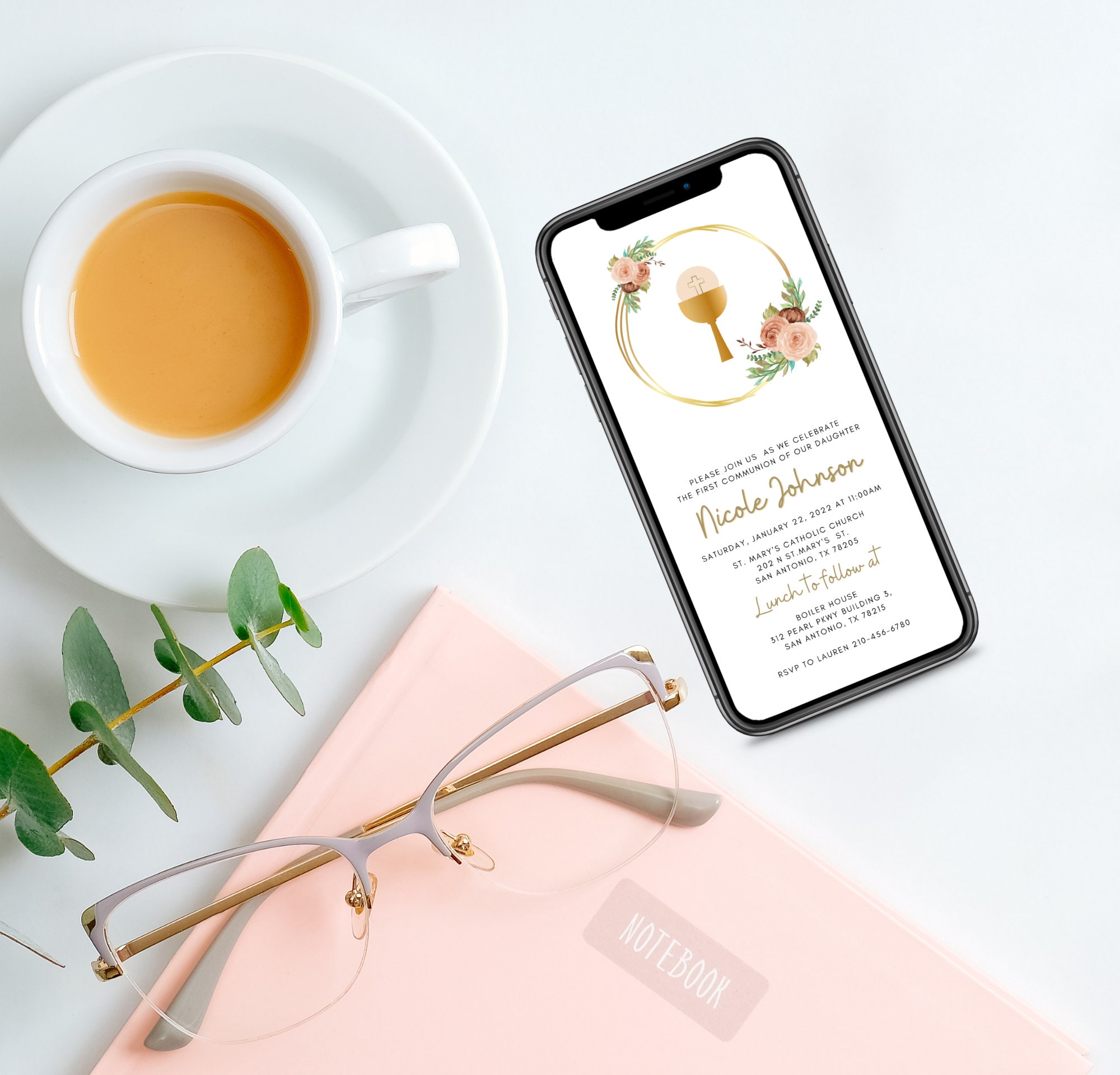 Digital First Communion Invitation Digital Communion Invitation ...