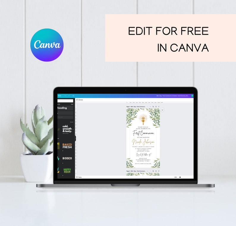 Digital First Communion Invitation Digital Communion | Etsy